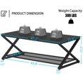 Black Coffee Table, Wood Metal 2 Tier Center Tables with Storage Shelf ...