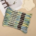 10 Skeins 6 Strands Green Variegated Embroidery Floss Polyester ...
