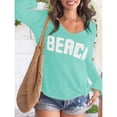 Bbyeadc Women's Tunic Top Beach Cover Ups Letter Long Sleeve V Neck ...