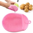 3PC Silicone Dish Scrubber, Potato Scrubber Glove Brush, Silicone ...
