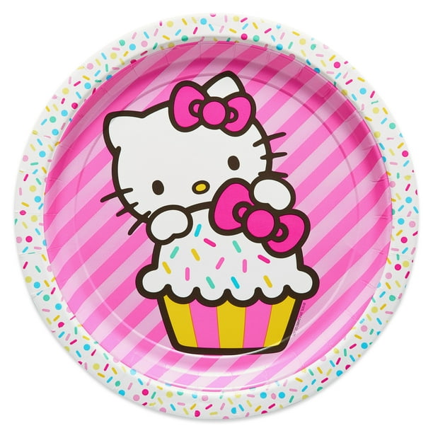 9" Hello Kitty Round Paper Party Plate, 8ct - Walmart.com - Walmart.com
