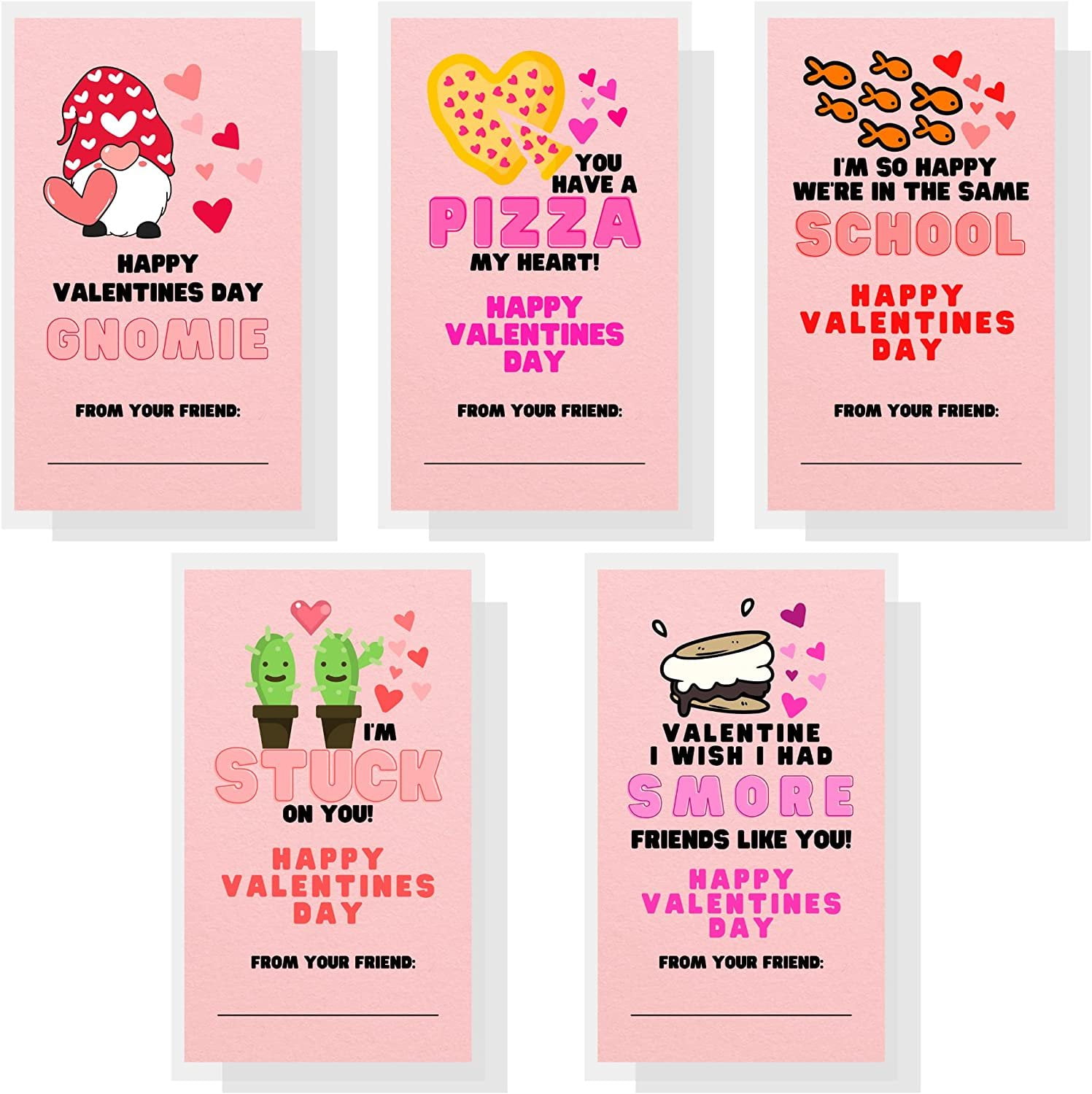 Valentine's Pack 30 Cards Valentines Day Cards Valentines Day Pink ...