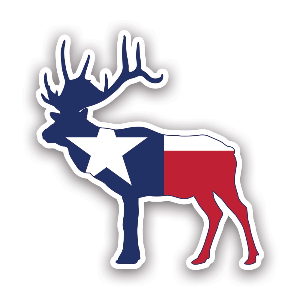 Texas Deer Shaped Flag Sticker Decal - Self Adhesive Vinyl ...