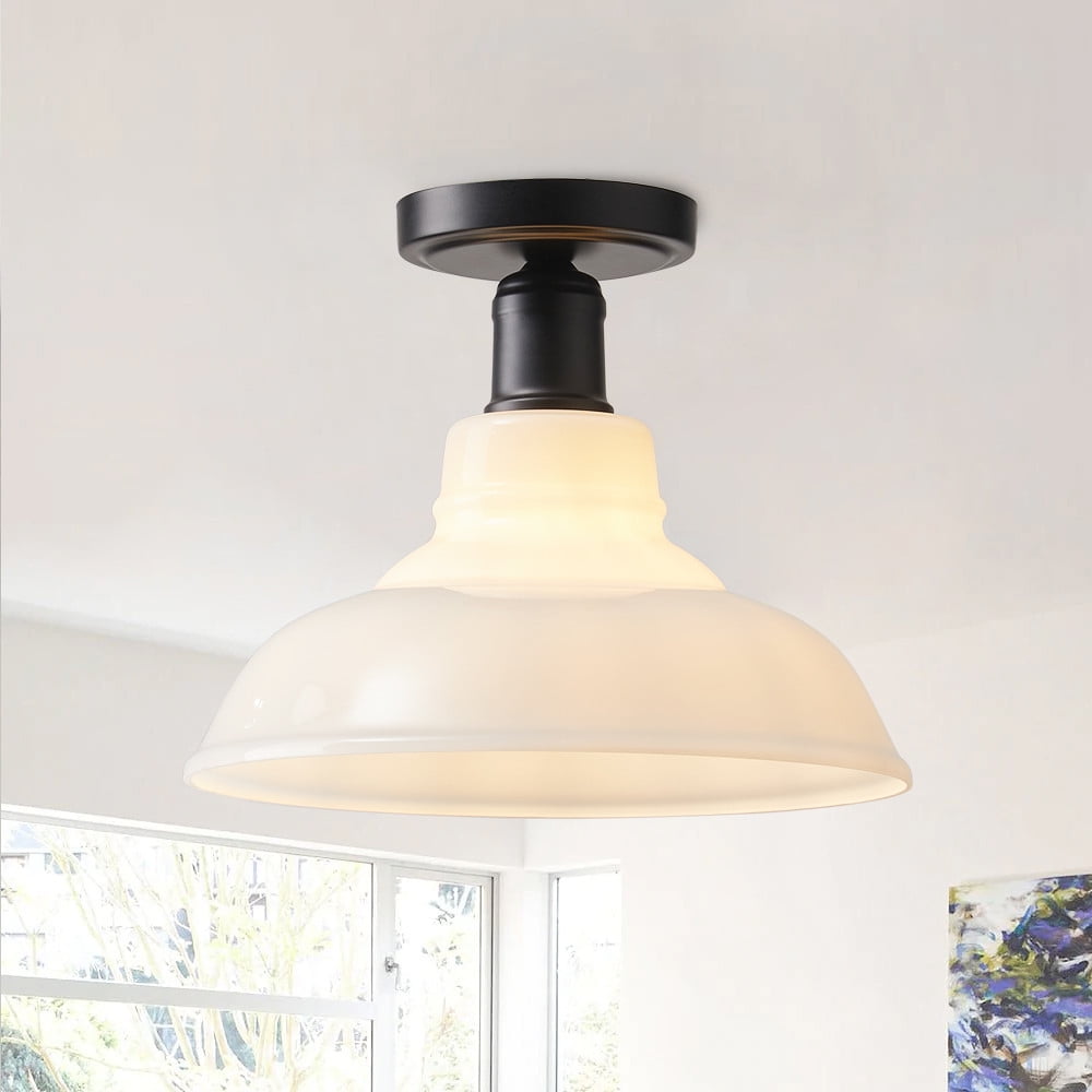 Aiwen Dome Glass Opal Shade Semi Flush Mount Ceiling Lamp Modern Light ...