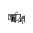Graham 3-Piece Gray Finish Counter Height Dining Table with Shelves and ...