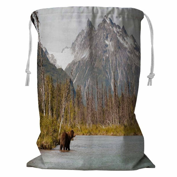 YUSDECOR Brown Bear Hunting Fish Beautiful Alaskan Landscape Storage ...