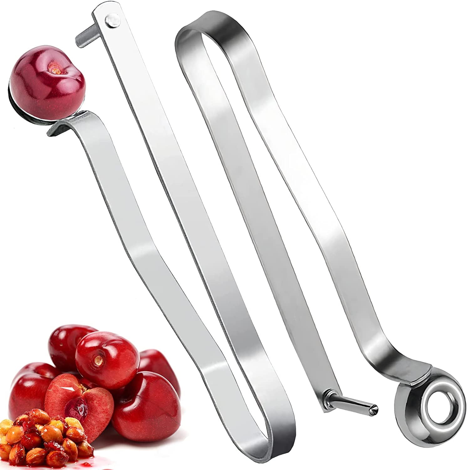 2 Pack Cherry Pitter Tool, Trianu Cherry Seed Core Remover Olives ...