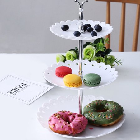 3-Tier Plastic Cupcake Stand Dessert Plate Mini Cakes Fruit tiered ...