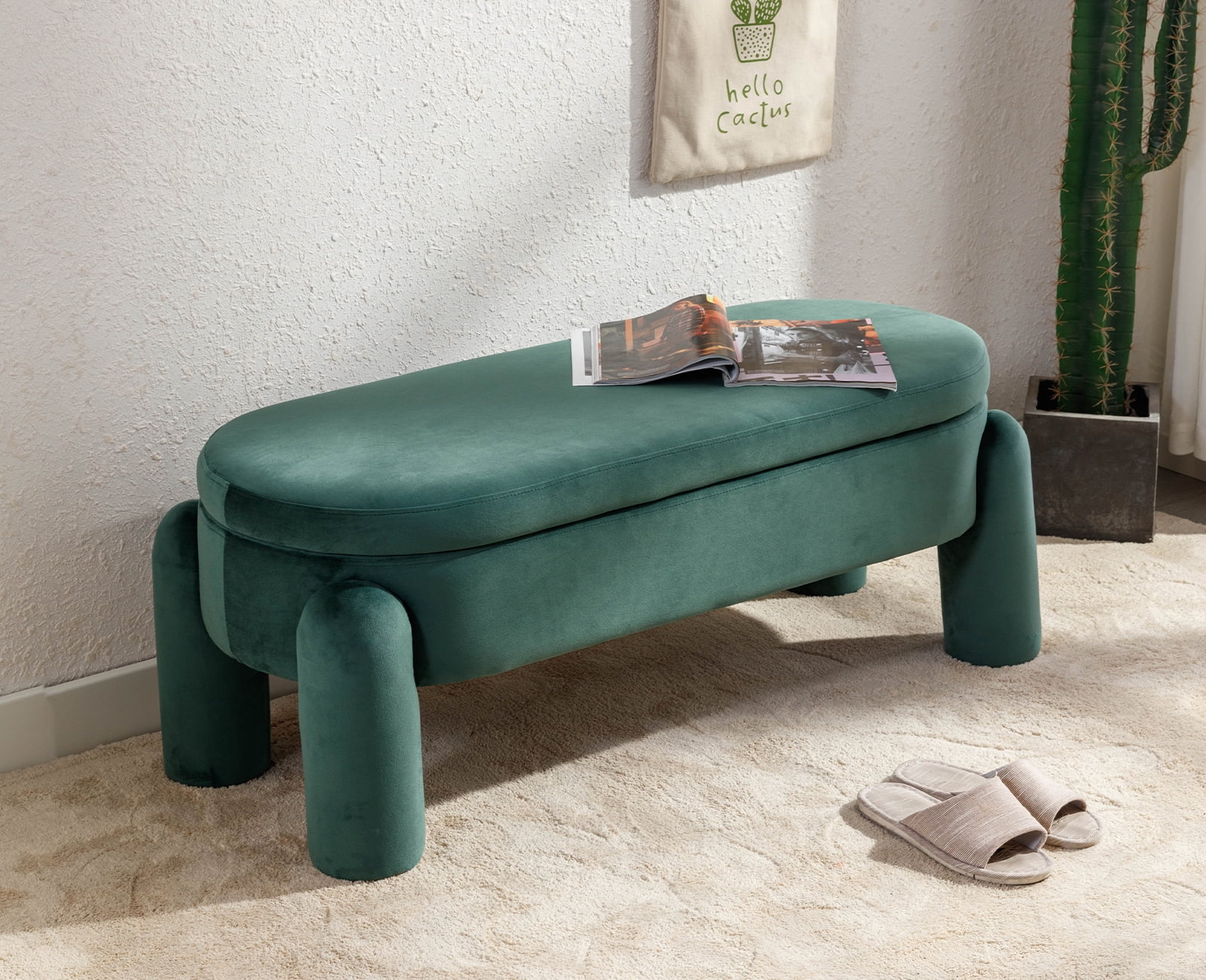 Guyou Modern Storage Bench, 45" Wide Upholstered Entry Bench Shoe Bench ...