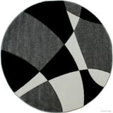 Allstar Grey Round Modern Geometric Formal Abstract Area Rug (5' 5" x 5 ...