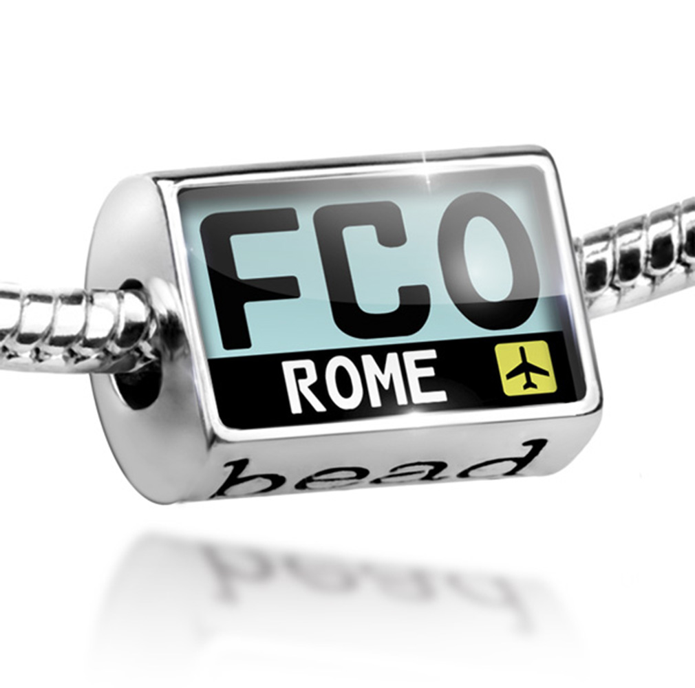 Bead Airport Code FCO Rome Country Italy Charm Fits All European Bead Airport Code FCO Rome Country Italy Charm Fits All European