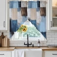 Abstract Color Stitching Swag Curtain Valance for Window 2 Panels Blue ...