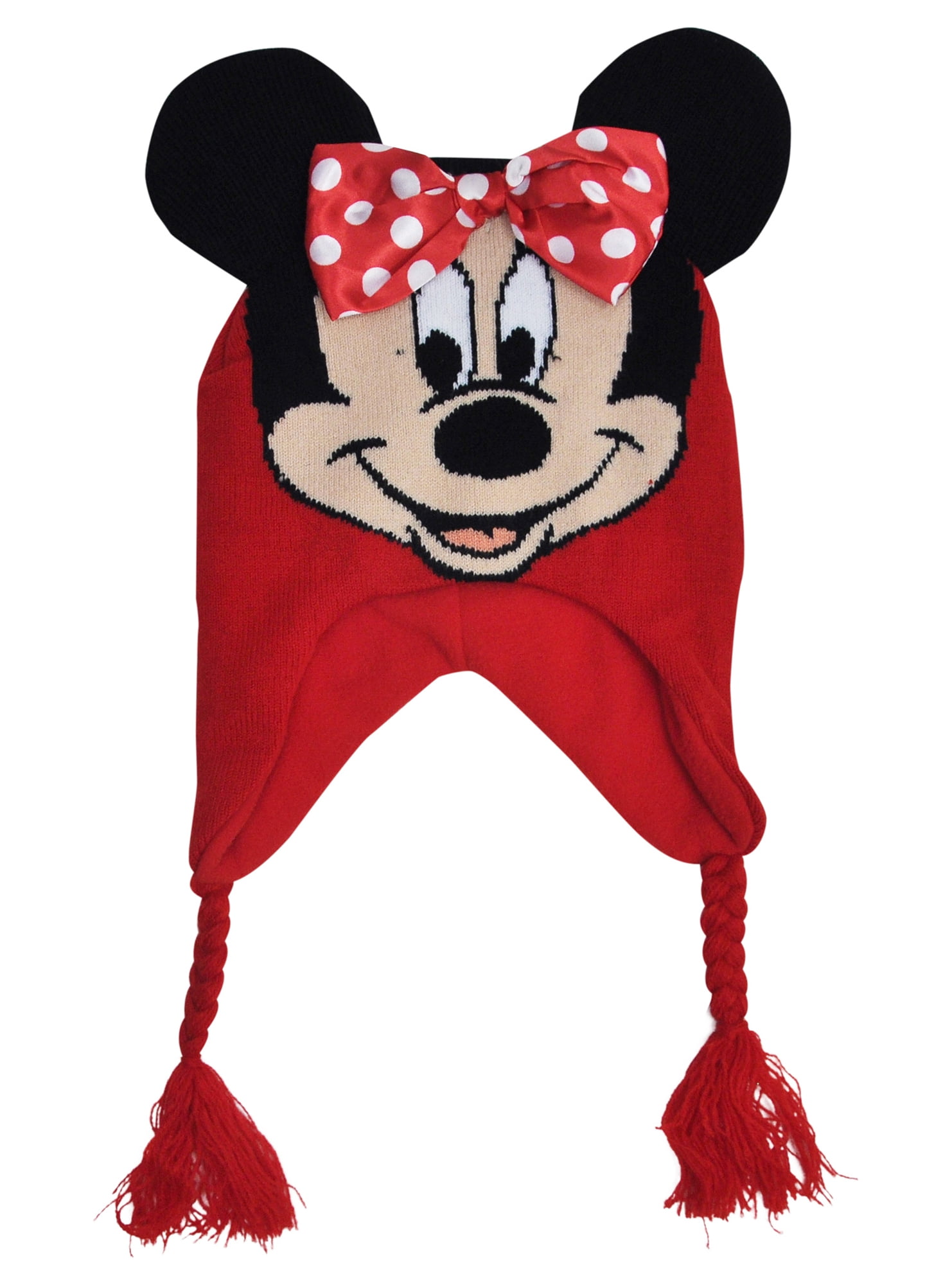 Minnie Mouse Knit Girls Beanie Hat w/ Bow Ears & Gloves 2-Piece ...