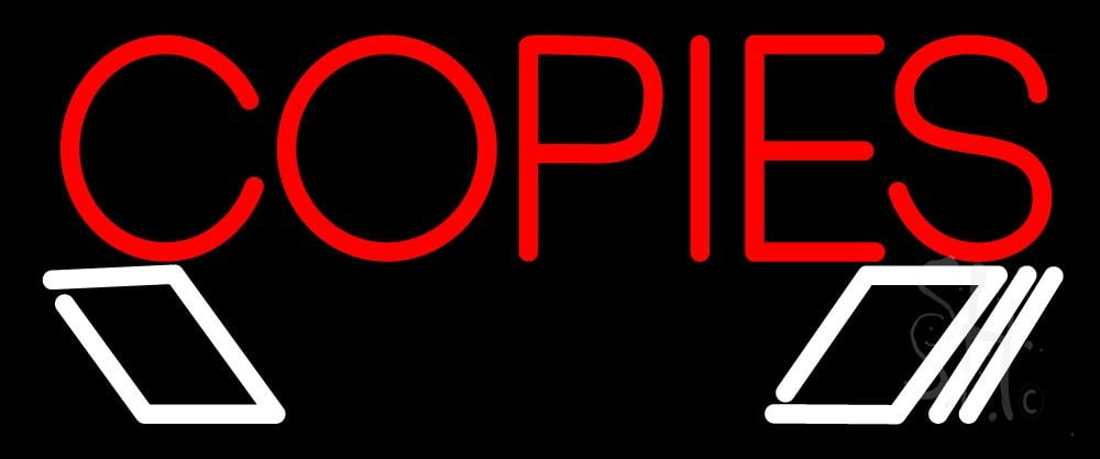 Red Copies Logo 1 LED Neon Sign 6 x 15 - inches, Clear Edge Cut Acrylic ...