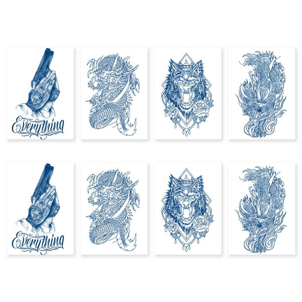 Temporary Tattoos, 8-Sheet 1-2 Weeks Long Tattoos Sticker for Adult ...