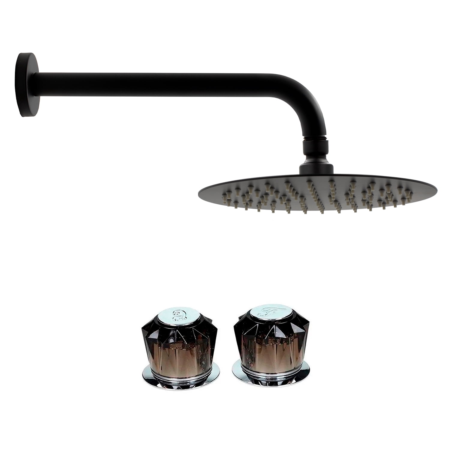 Regadera Redonda 20cm Con Brazo Chapeton y Manerales Humo Rubinett ...