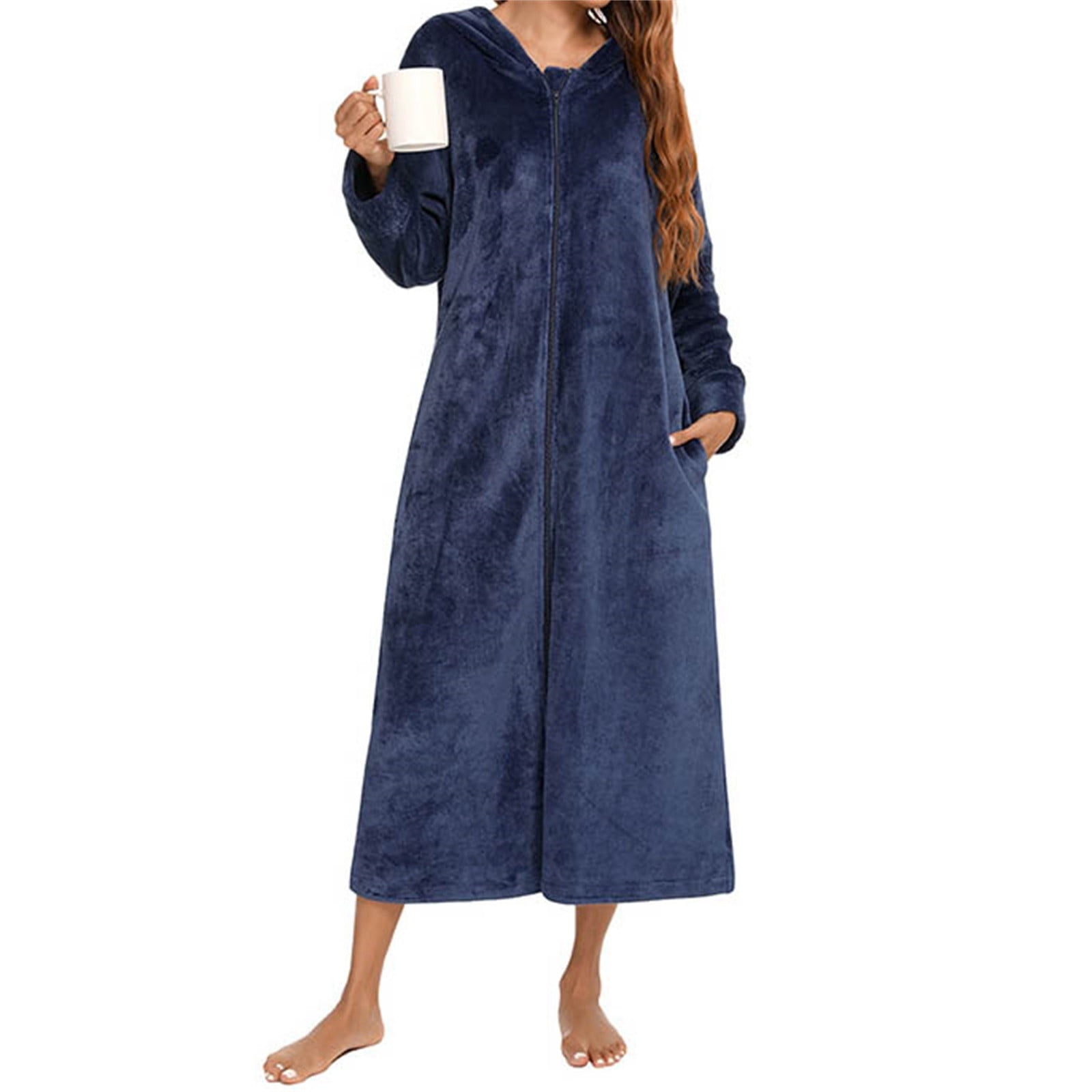 Click here for Endives Womens Robes Womens Flannel Robe Zipper Fr... prices