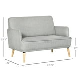 HOMCOM 48" Grey Loveseat Sofa, Modern Love Seats, Upholstered Small ...