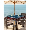 Double Arches Square Outdoor Tablecloth with Umbrella Hole Ethnic Navy ...