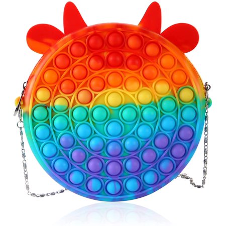 Pop Shoulder Bag Fidget Toys , Rainbow Simple Pop Fidget Bag Toy ...