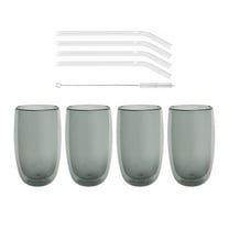 ZWILLING Sorrento 8-pc Double-Wall Latte Glass & Straw Set - Walmart.com