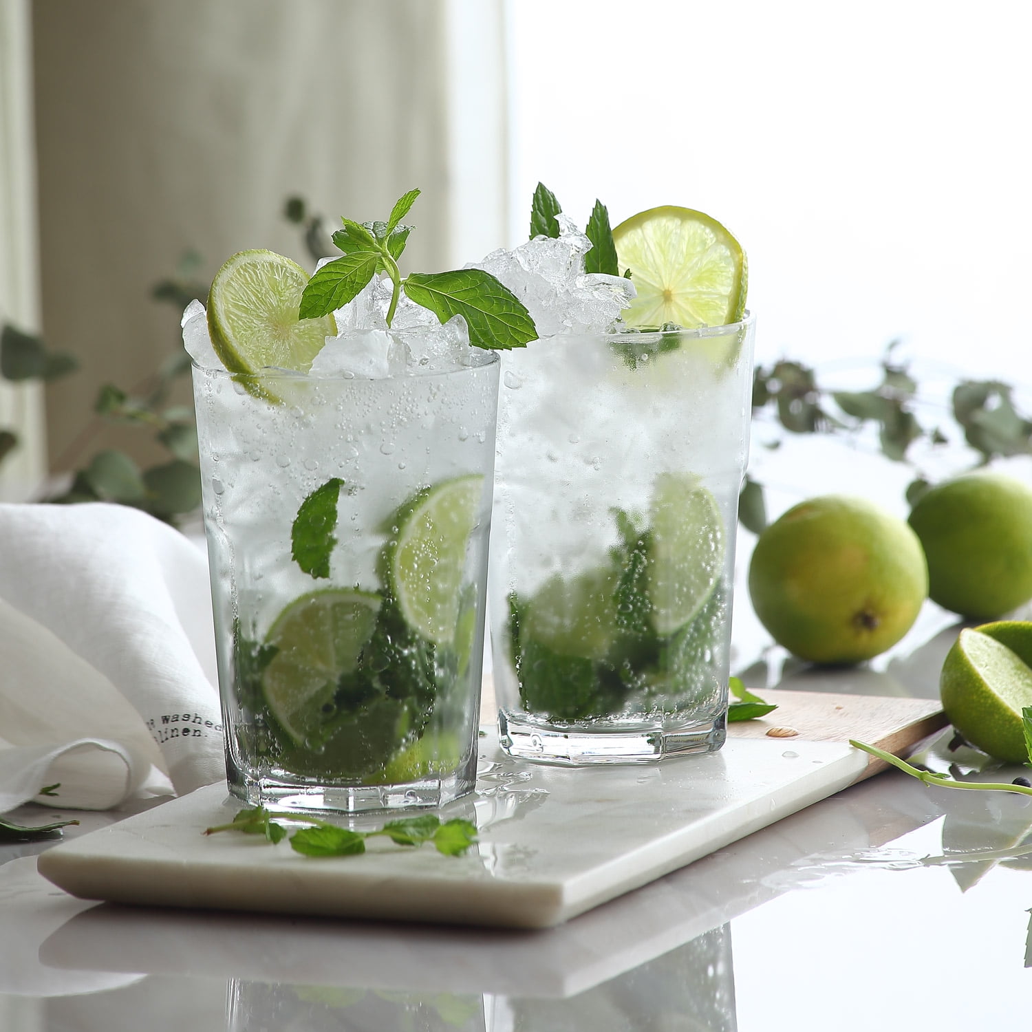LAV Mojito Glasses Set of 6 - Clear Highball Drinking Glasses 12.25 oz ...