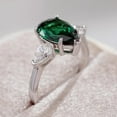 14K White Gold Plated 2Ct Pear Cut Simulated Emerald Three Stone Women ...