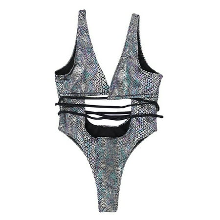 ENJOYW Women Sexy Bathing Suit Lace Up Snake Skin Design Beachwear ...