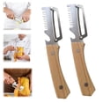 2-Pack Premium 3-in-1 Peeler Set, Wooden Handle with Stainless Steel ...