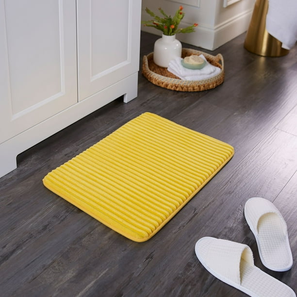Mainstays Performance Ribbed Quick Dry Foam Bath Mat, 17" X 24", Sunray ...