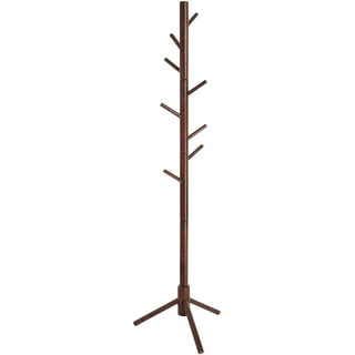 Legacy Decor Metal and Wood Hall Tree Coat Hat Rack Black with Walnut ...