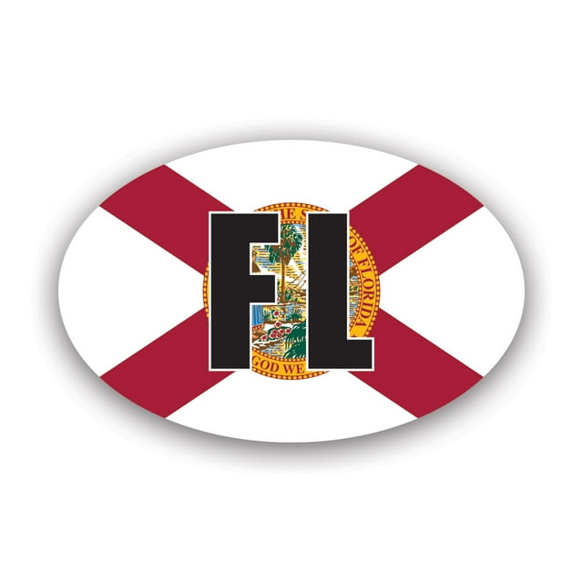 Florida Flag Oval Sticker Decal - Self Adhesive Vinyl - Weatherproof ...