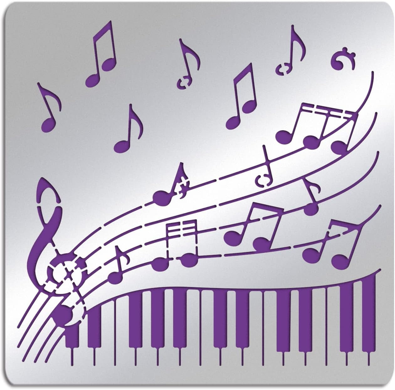 Metal Music Note Stencil 6.14 inch Square Scrapbooking Drawing Stencils ...