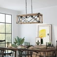 LNC 4-Light Distressed Wood and Black Square Farmhouse Chandelier with ...