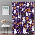 Bathroom Shower Curtain Halloween Pumpkin Ghost Skull Black Cat ...