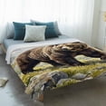 Flannel Throw Blanket for Couch Sofa Bed,Brown Animal Grizzly Bear Soft ...