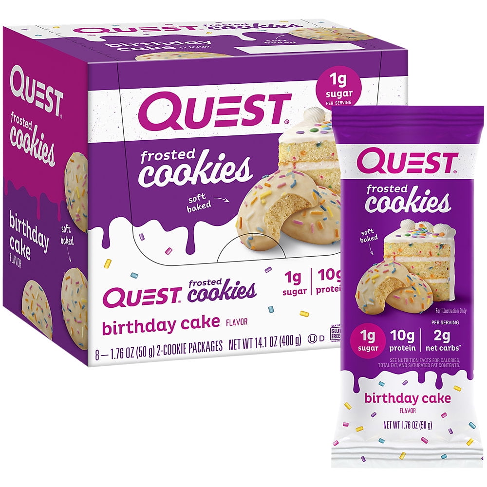 Quest Frosted Cookies - Birthday Cake (8 Cookies) - Walmart.com