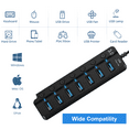 OWNTECH 7 Port USB 3.0 Hub Splitter Powered with Individual Switches ...