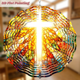 2D Flat Painting, a iron wind chime, cross stained glass light, 360 ...
