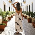 All-Over Print Backless Cross Strap Slip Dress, Loose A-Line Slim Fit ...