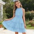Bobifish Tween Girls Dresses Halter Neck Sleeveless Smocked Waist ...