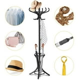 Resenkos Wood Standing Hat Coat Rack with Umbrella Stand-Black, Tree ...