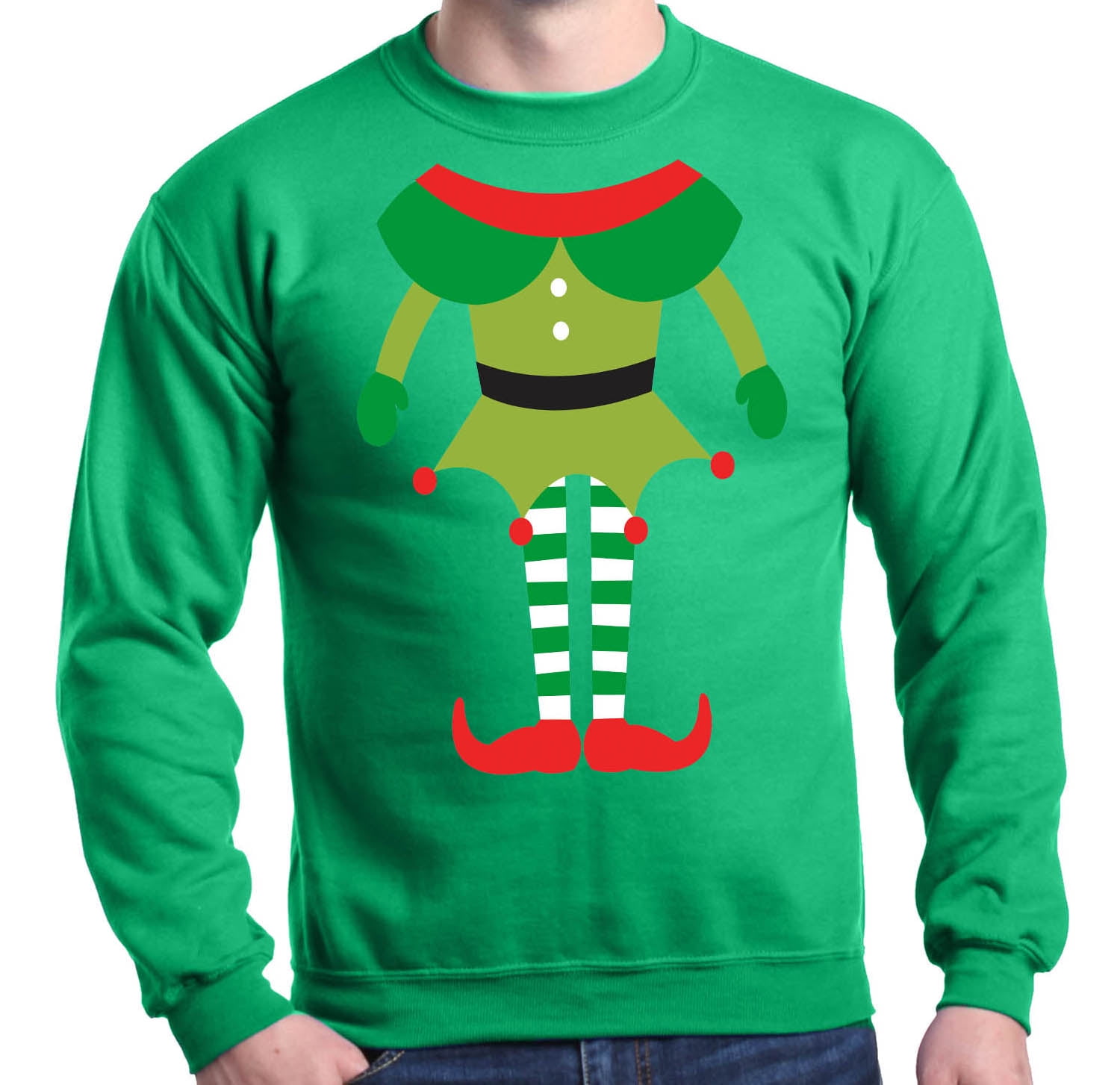 Shop4Ever Elf Body Costume Men's Crewnecks Christmas Sweatshirts ...