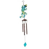 Ebros Green Camouflage Gecko Lizard Whimsical Copper Metal Wind Chime ...
