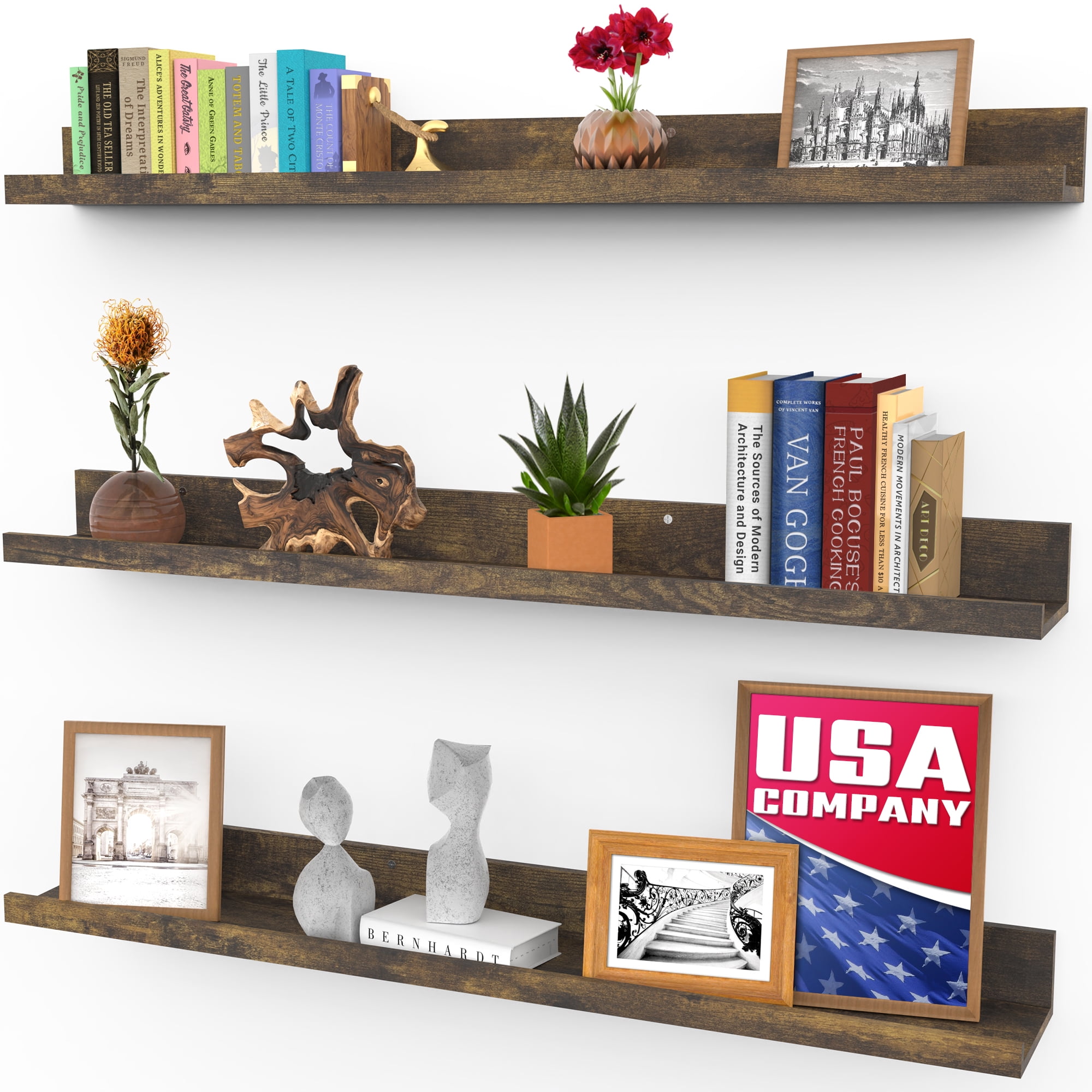 Floating Shelves, Set of 3 Wall Shelves (Multiple Sizes & Colors) by ...