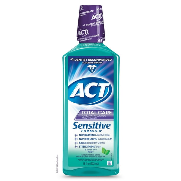 ACT Total Care Sensitive Mouthwash (18 Oz, Mild Mint) - Walmart.com ...