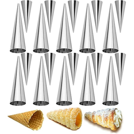 ShenMo 20 Pieces Stainless Steel Baking Cream Molds Straight Cones Set ...