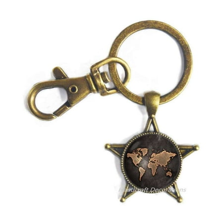 Jayli World map Keychain Globe Keychain Earth Map Jewelry World map Key ...
