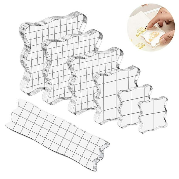 nipocaio 7 Pieces Stamp Blocks Acrylic Clear Stamping Blocks Tools With ...