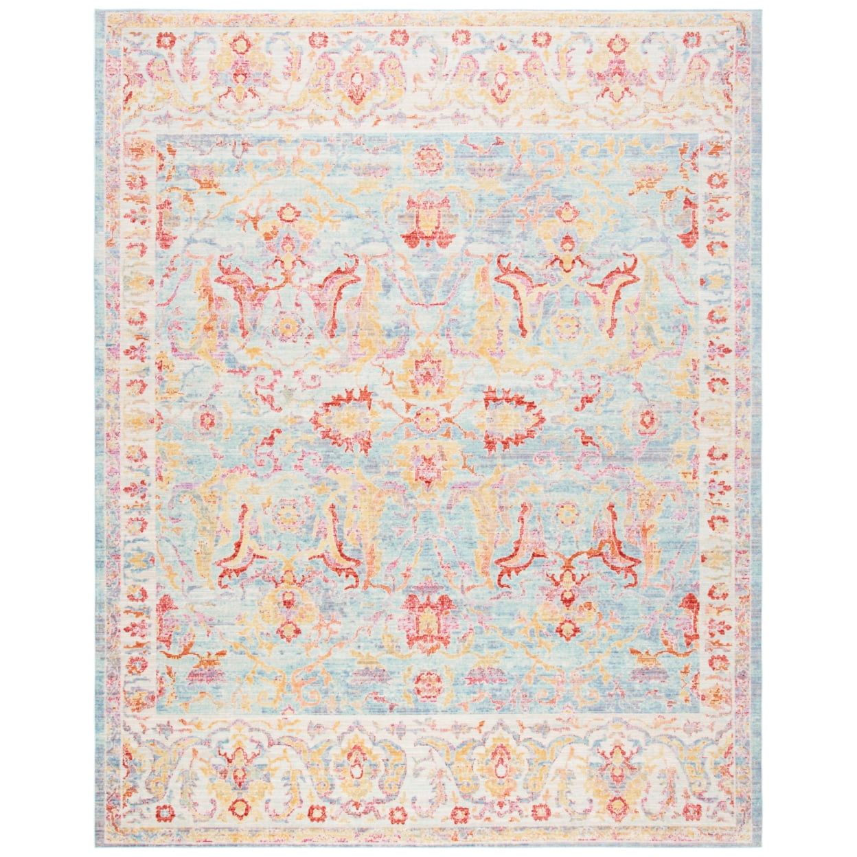 SAFAVIEH Windsor Lynna Vintage Traditional Fringe Area Rug, Aqua/Red, 6 ...